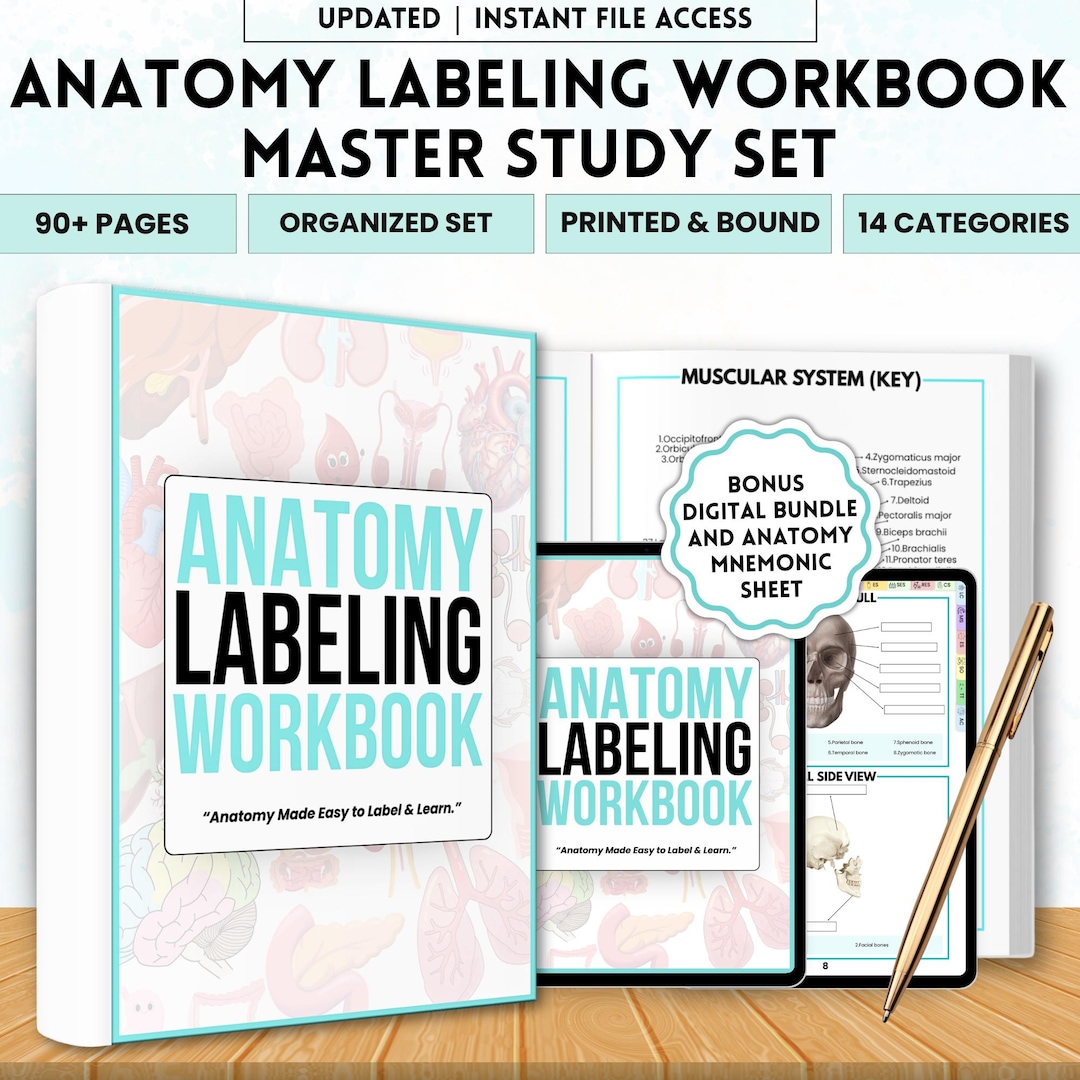 Human Anatomy Workbook Physical Book | Anatomy Labeling Practice Sheets ...