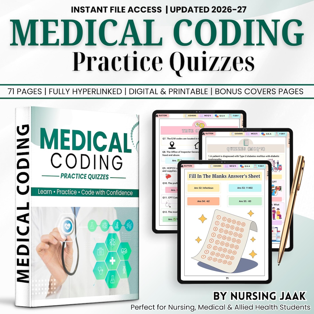 Medical Coding Practice Quizzes Bundle | ICD-10 CPT Cheat Sheets ...