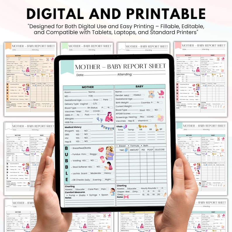 Editable Mother Baby Nurse Report Sheet | Postpartum Med-surg Shift ...