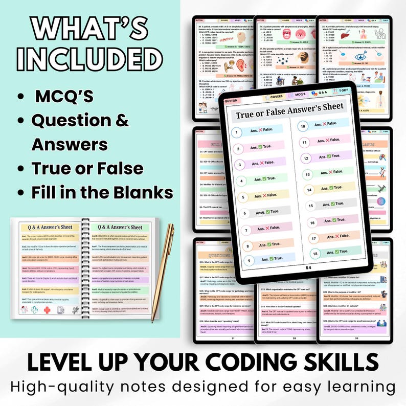 Medical Coding Practice Quizzes Bundle | ICD-10 CPT Cheat Sheets ...
