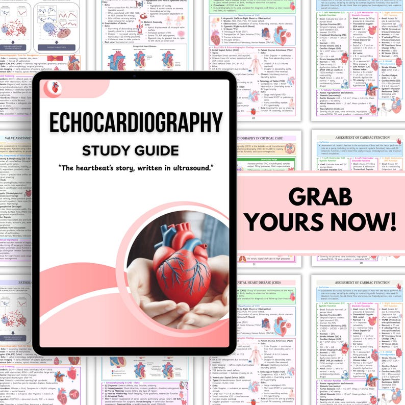 Echo Cardiology Study Guide Physical Book | Echocardiography Notes ...