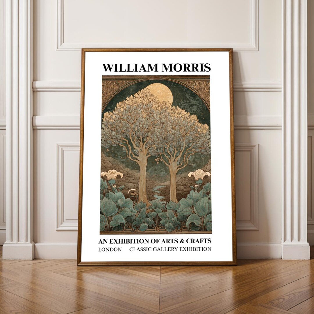 William Morris Trees Poster – Teal and Gold Art Print | Arts and Crafts ...