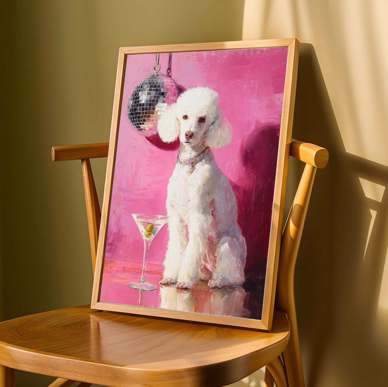 White Poodle Poster – Pink and White Pop Art | Contemporary Oil ...