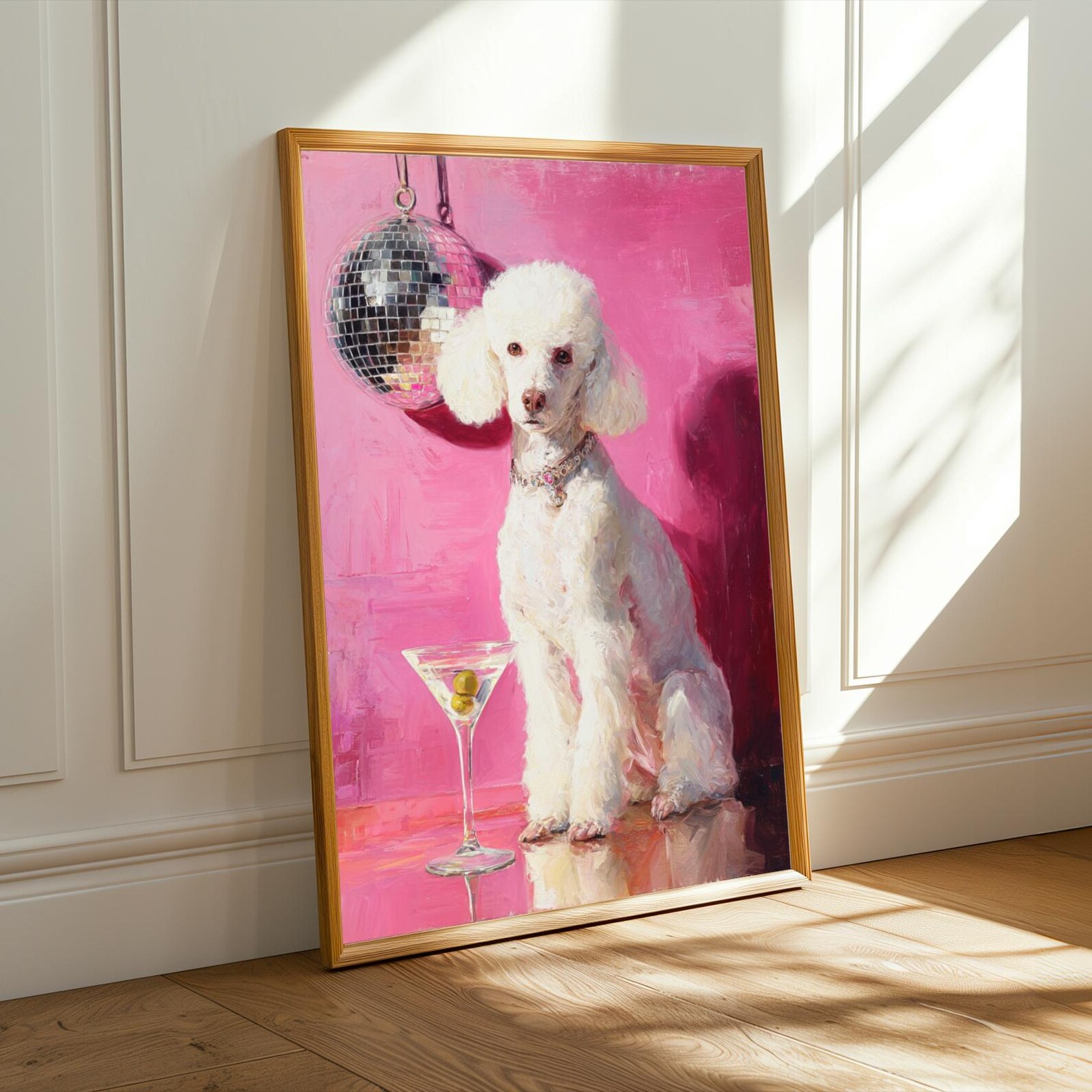 White Poodle Poster – Pink and White Pop Art | Contemporary Oil ...