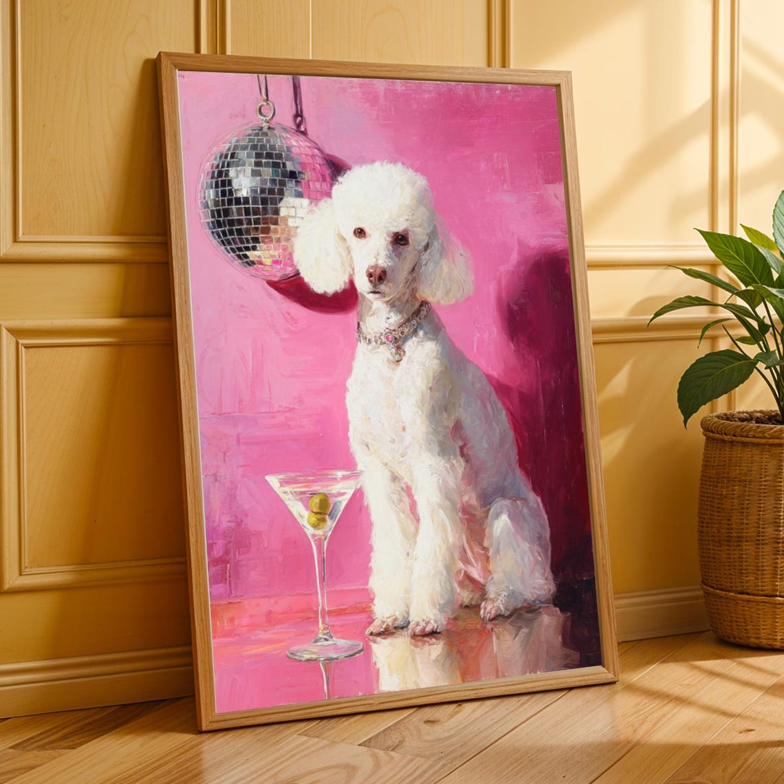 White Poodle Poster – Pink and White Pop Art | Contemporary Oil ...