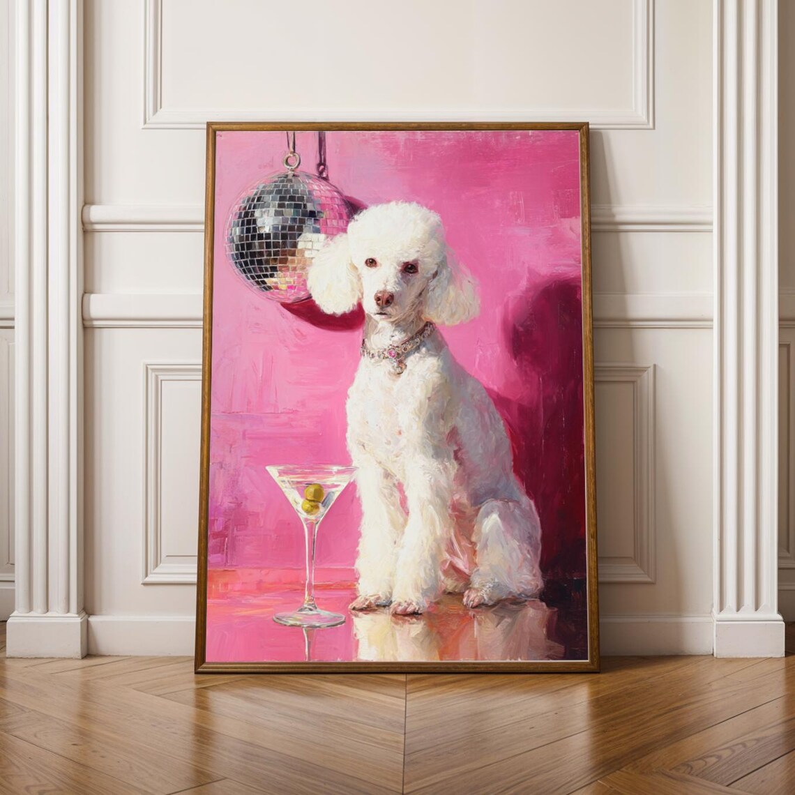White Poodle Poster – Pink and White Pop Art | Contemporary Oil ...