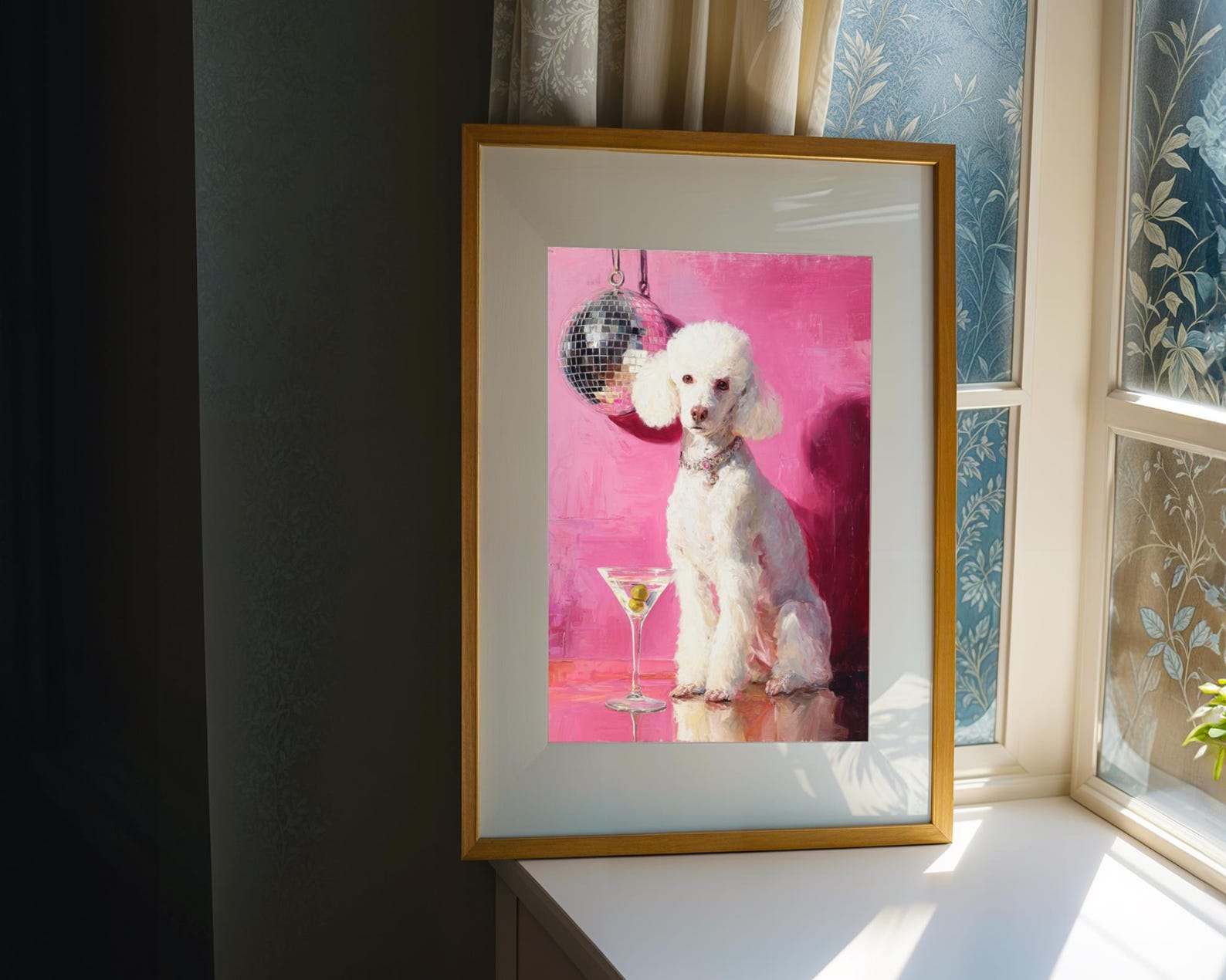 White Poodle Poster – Pink and White Pop Art | Contemporary Oil ...