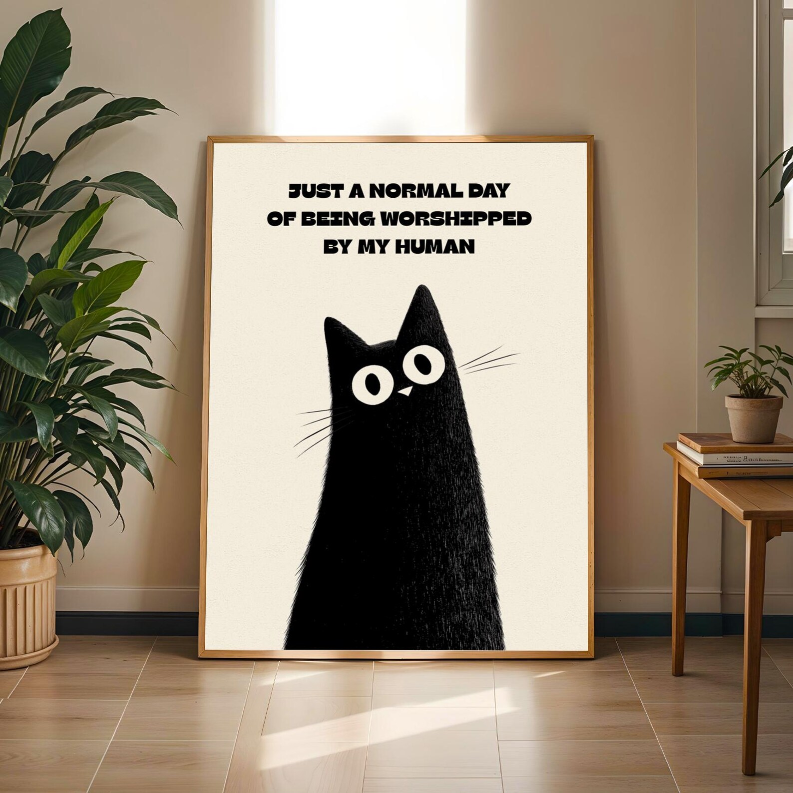 Funny Black Cat Poster – Funny Minimalist Cat Art | Black and White ...