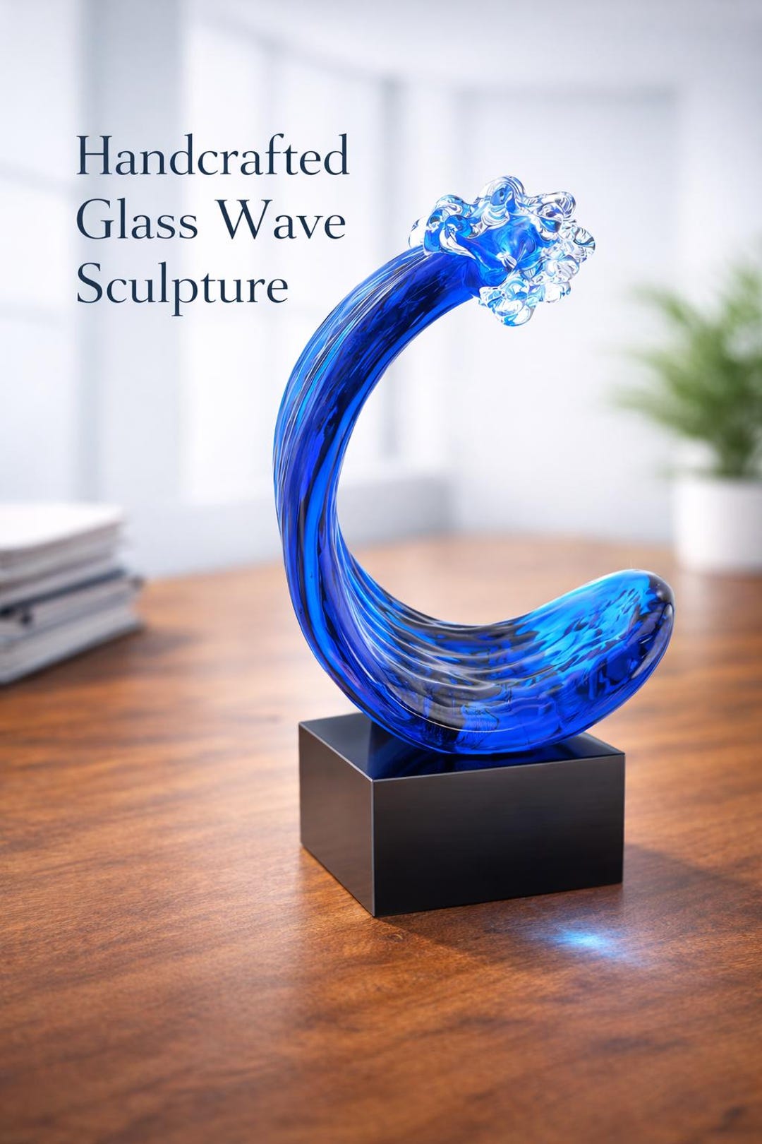 8 1/2" Blue Wave Art Glass Award Making Waves Recognition - Etsy