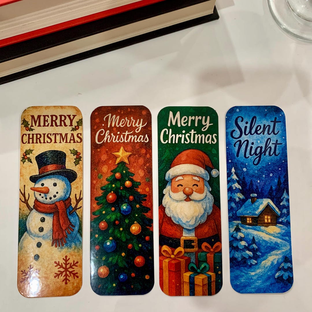 Cute Christmas Double-sided Bookmark Set | Vibrant Holiday Bookmarks ...