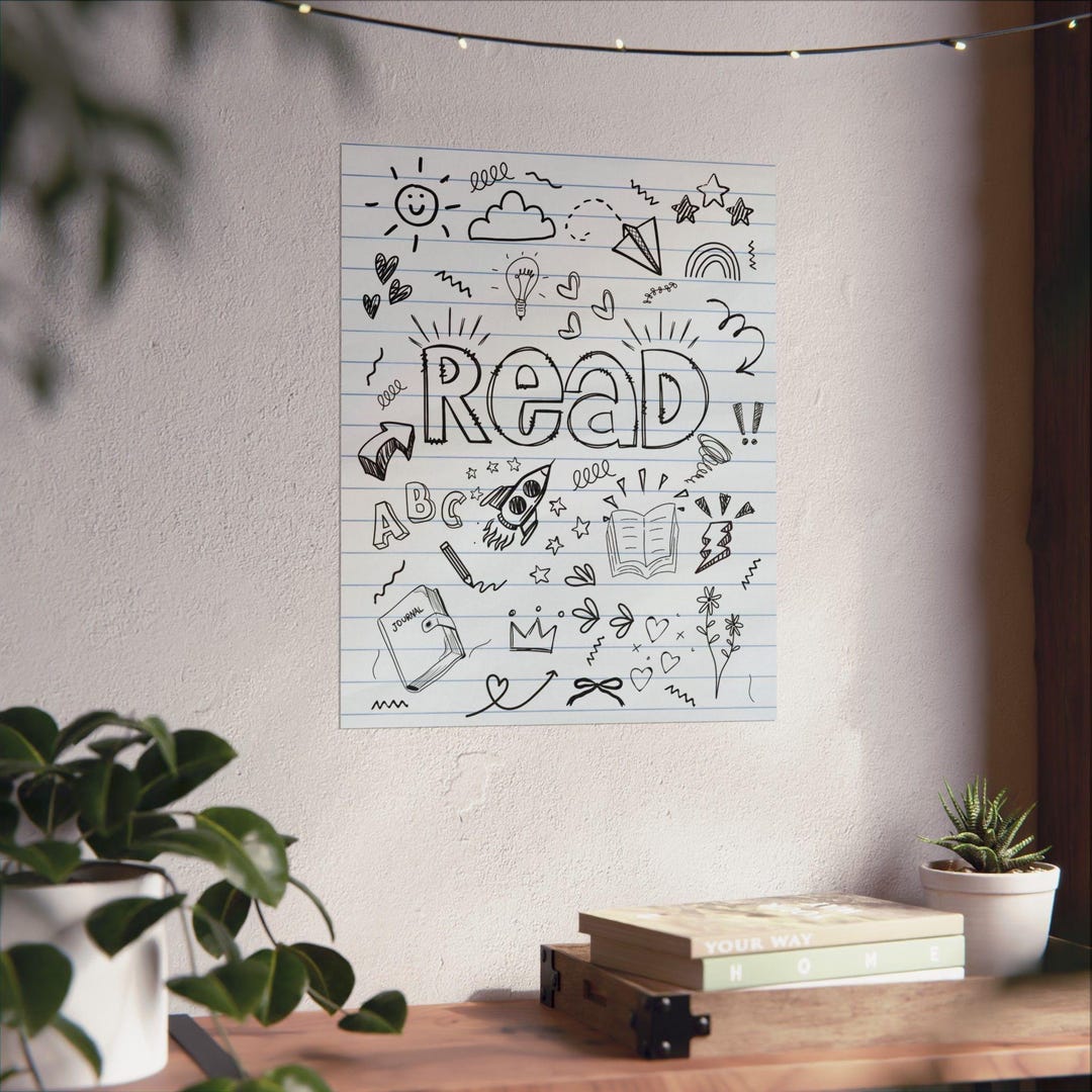 Read Poster With Doodles Design, Fun Reader Wall Art, Classroom Decor ...