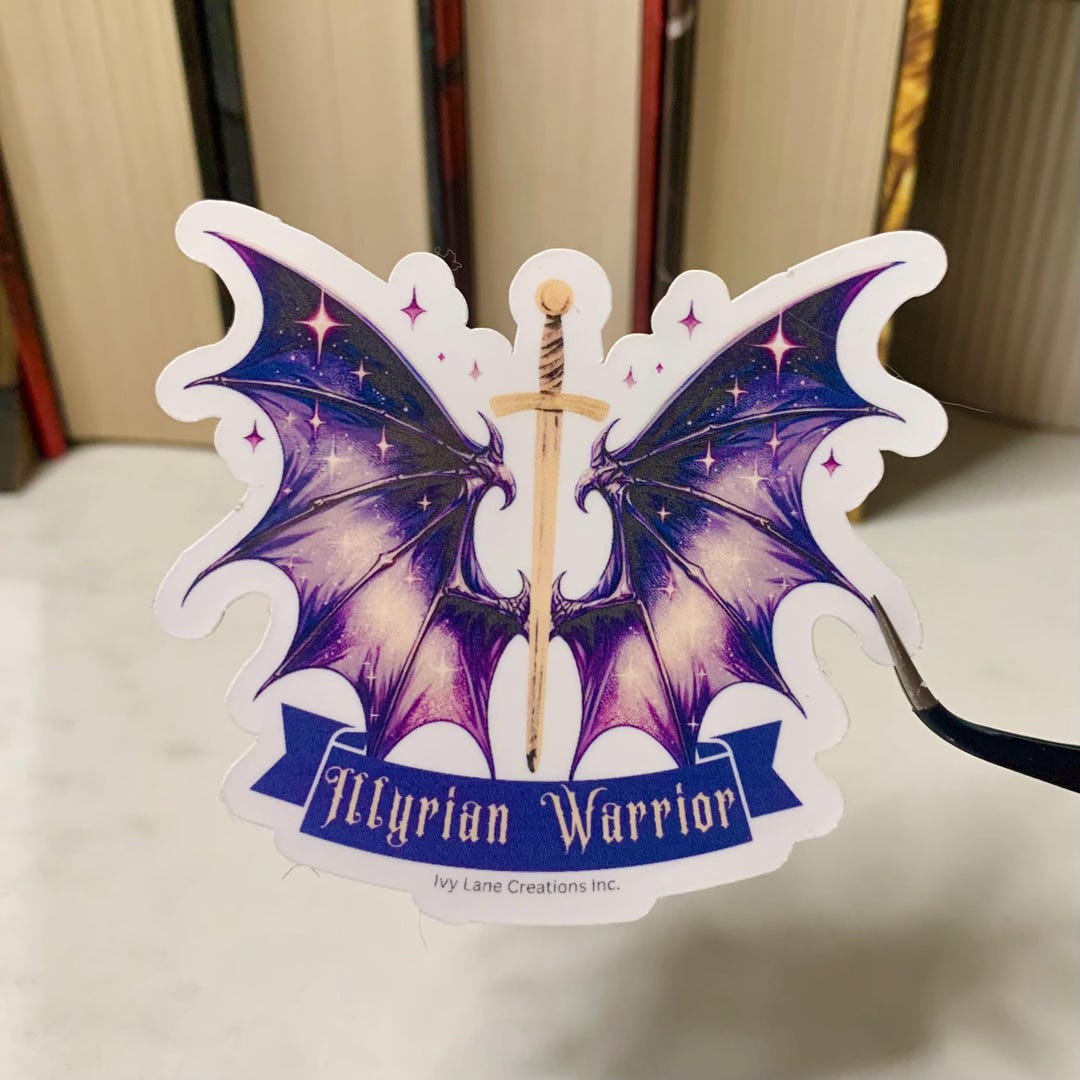 ACOTAR Illyrian Warrior Vinyl Sticker | Bat Wings & Sword - Etsy