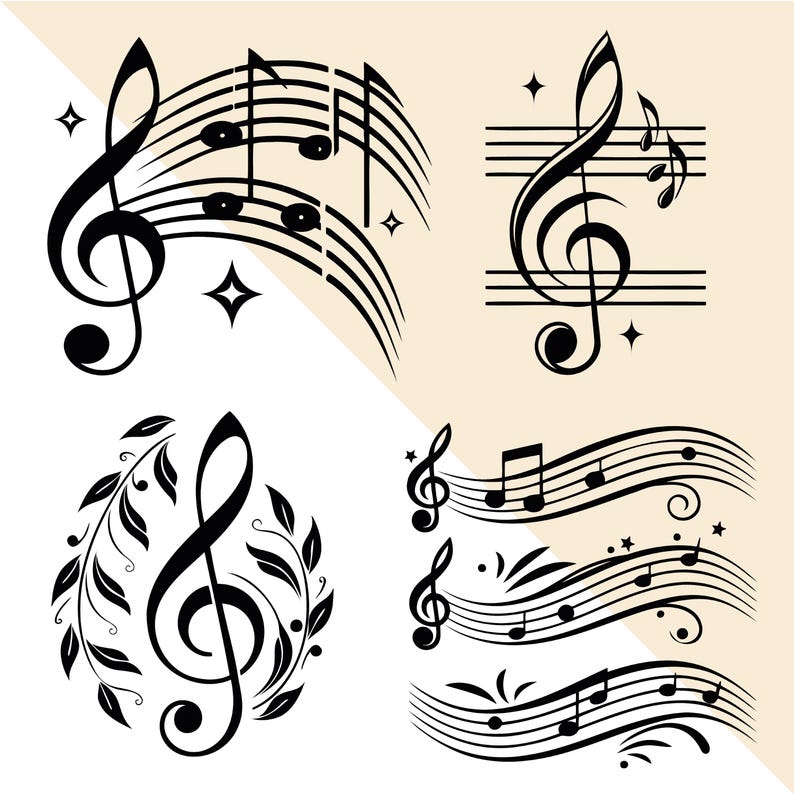 20 Music Clipart SVG PNG DFX - Treble Clef Note Sheet Music ...