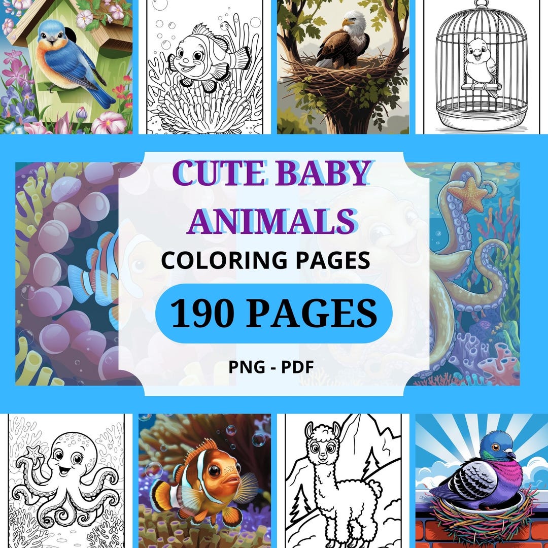 Cute Baby Animal Coloring Pages - Printable Kids Activity - Adorable ...