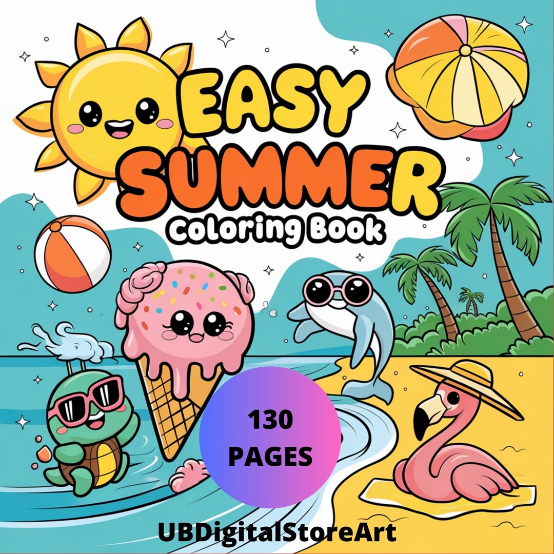 Easy Summer Mega Bundle Digital Coloring Book - Bold & Easy Designs for ...