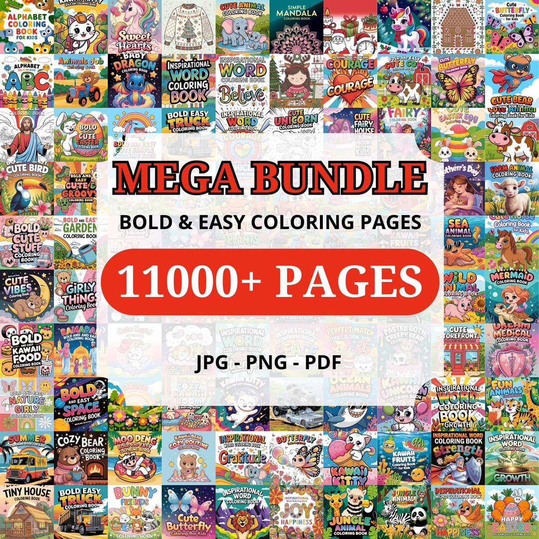 Mega Printable Coloring Book – 11000+ Pages for All Ages | Digital ...