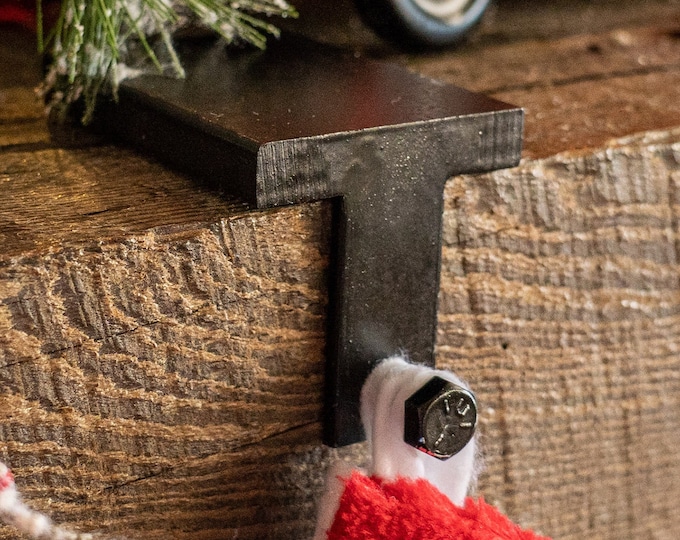 Black Iron Metal Christmas Stocking Holder, Stocking Hanger, Mantel ...