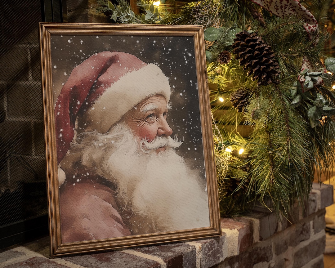 Santa Claus Framed Print - Solid Wood Picture Frame - Classic Christmas ...