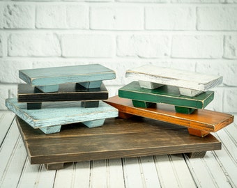 Farmhouse Table Riser Rustic Wood Tray - Etsy