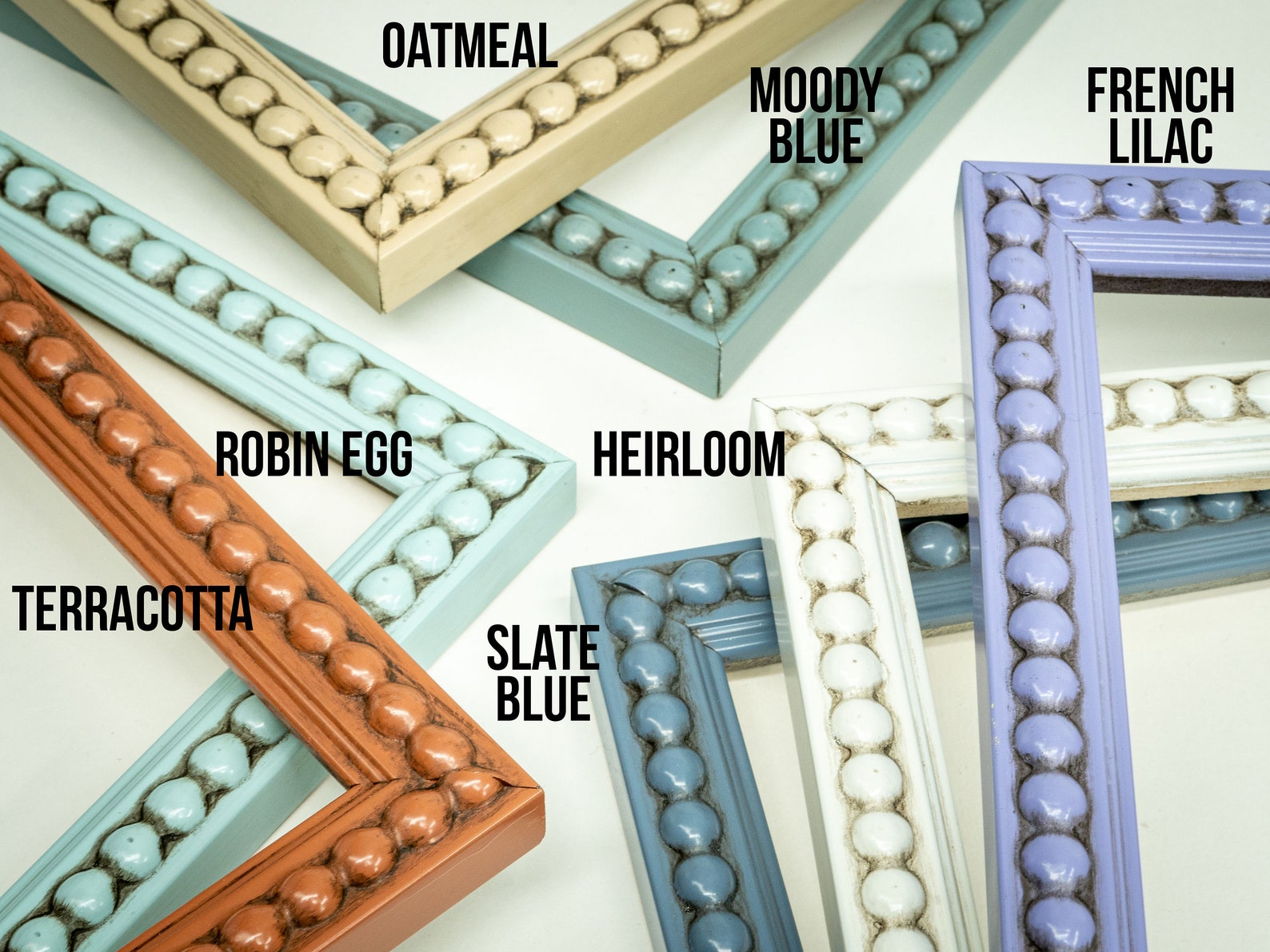 Penelope Beaded Picture Frame -cottage Style Photo Frame - Gallery ...