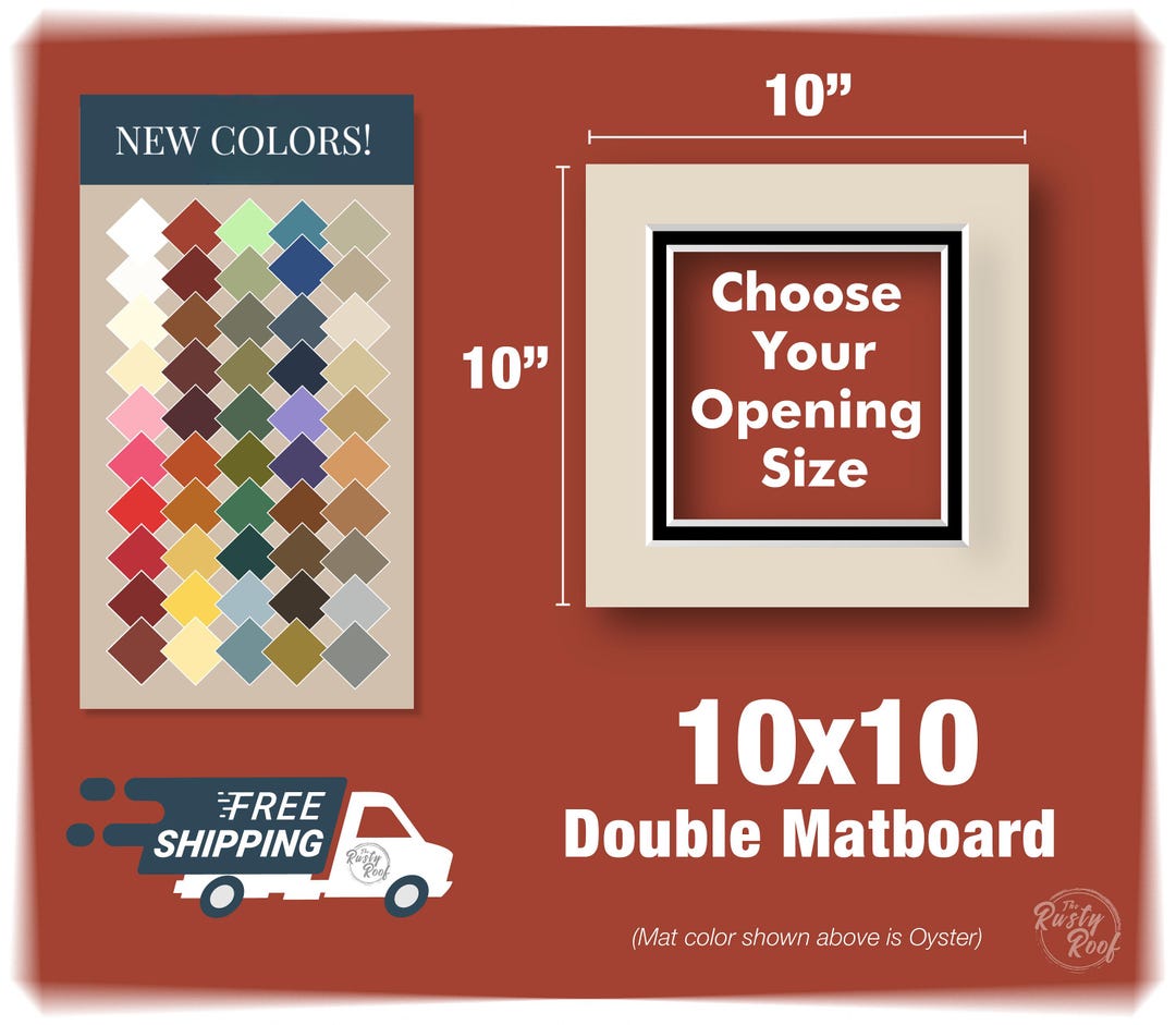 10x10 Premium Double Matboard - Variety of Colors and Sizes - Choose ...
