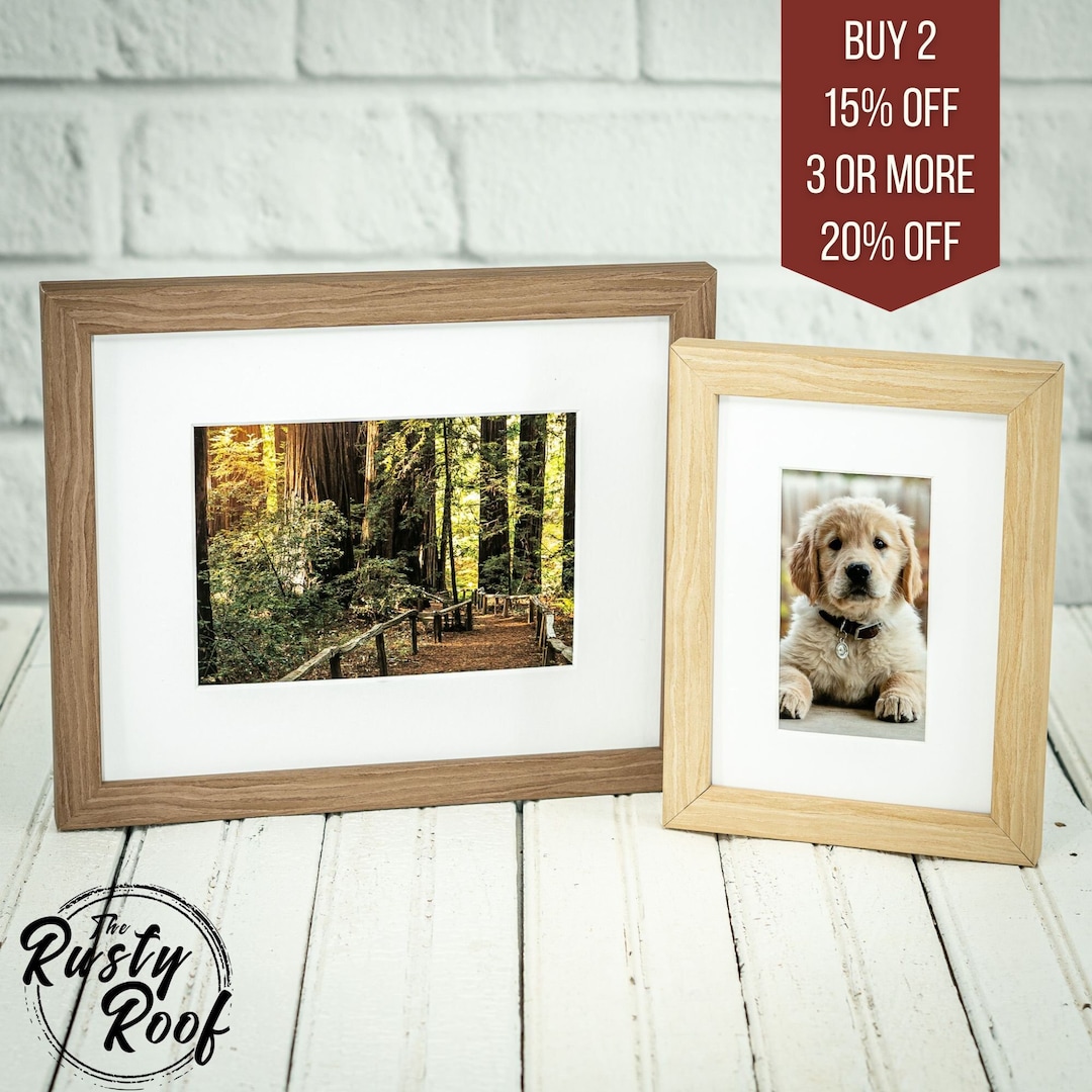Narrow Savannah Matted Picture Frame - Choose Your Size and Finish ...