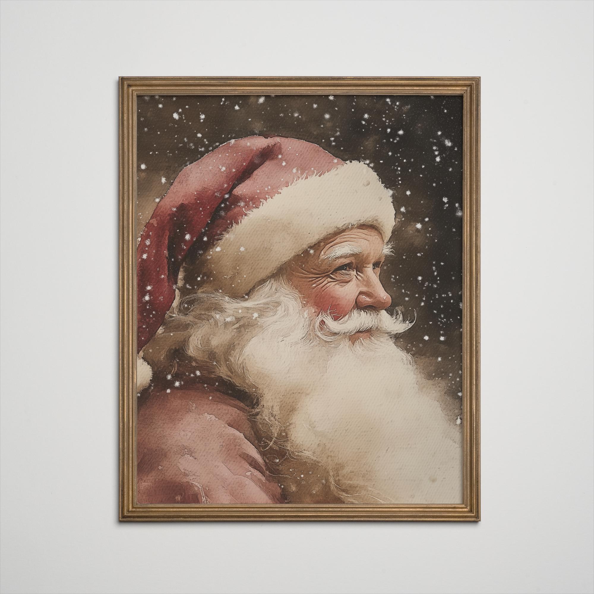 Santa Claus Framed Print - Solid Wood Picture Frame - Classic Christmas ...