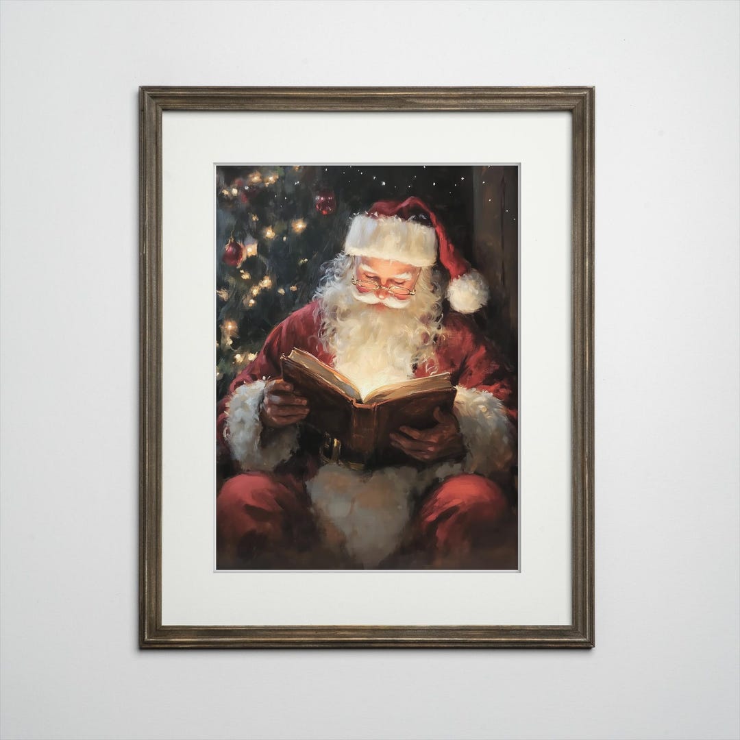 Santa Claus Framed Art Print - Solid Wood Picture Frame - Warm Tones ...