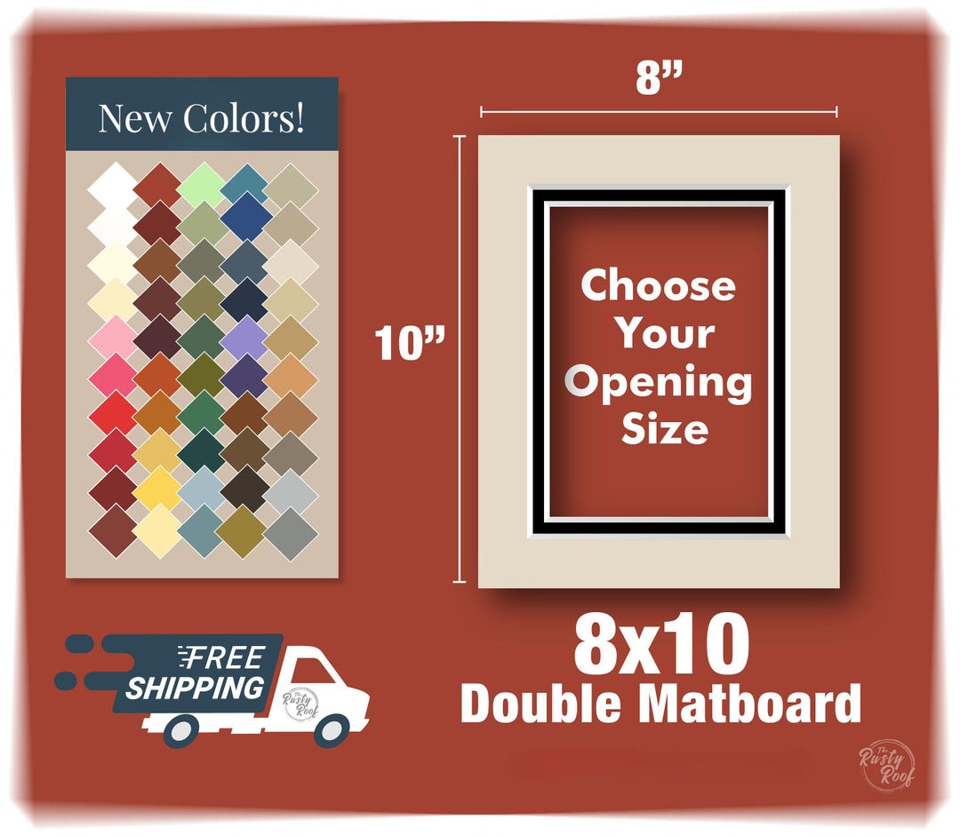 8x10 Premium Double Matboard - Variety of Colors and Sizes - Choose ...