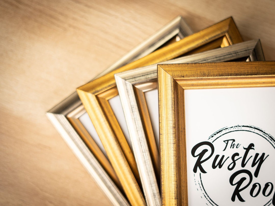 Beveled Brushed Gold Frame, Brushed Silver Picture Frame, Contemporary ...