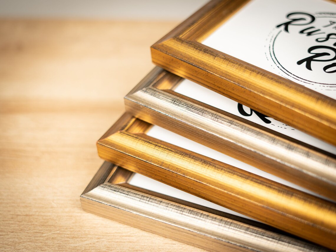 Beveled Brushed Gold Frame Brushed Silver Picture Frame - Etsy