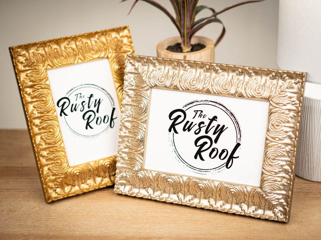 Wide Baroque Style Ornate Tabletop Frame-gold & Silver Frame-wide ...