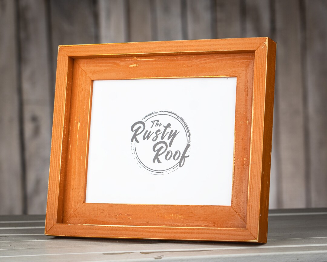 Farmhouse Distressed Frame Burnt Orange Rustic Picture - Etsy