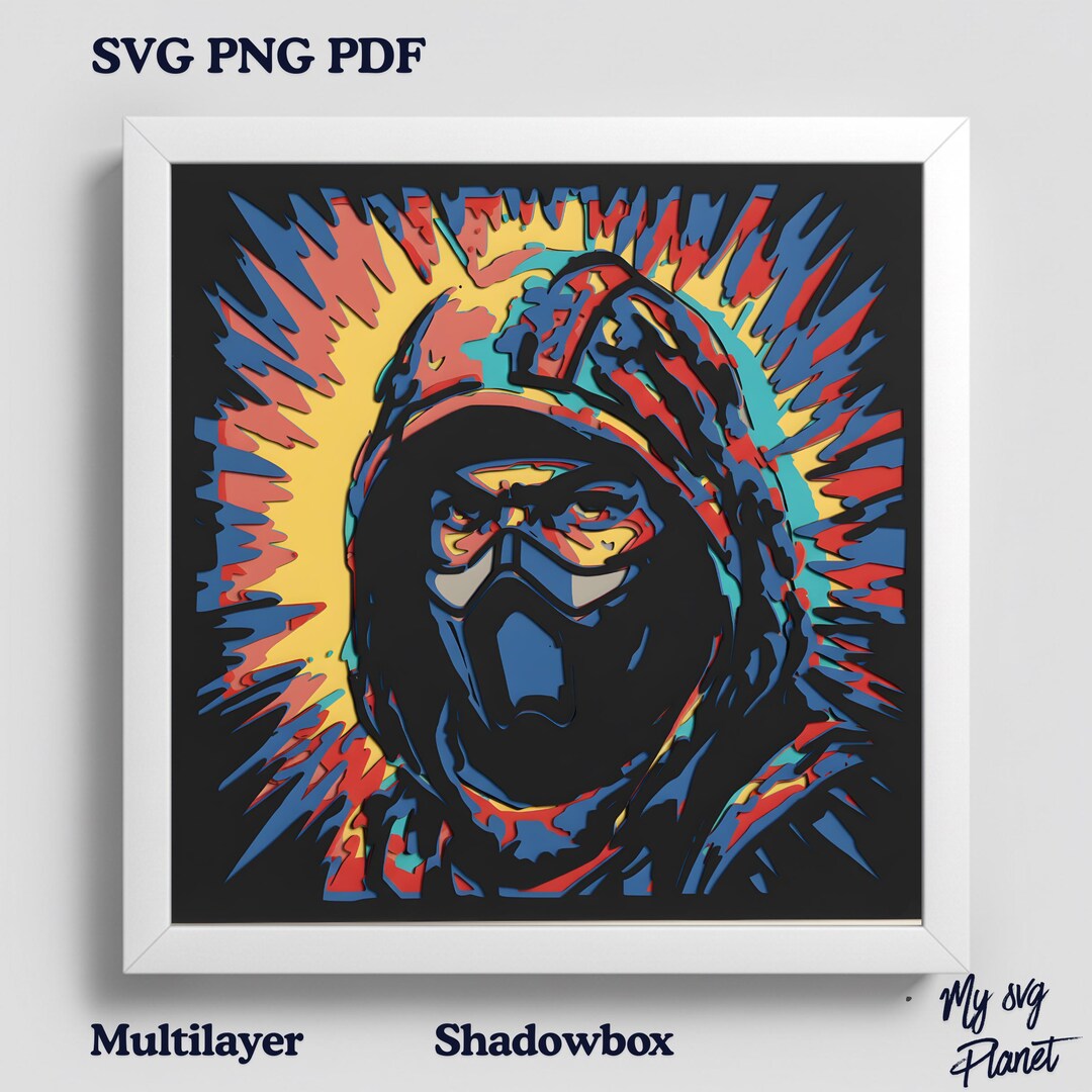 Warrior Mask 3D Shadow Box SVG, Multilayer Paper Cut Warrior Art ...