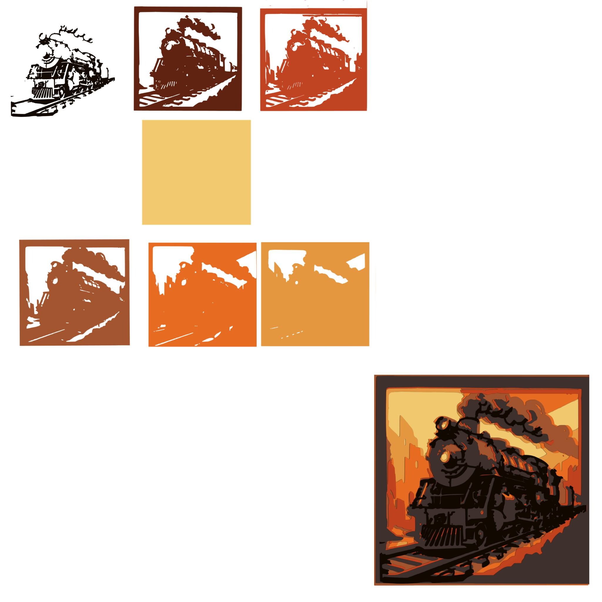 Train 3D Shadow Box SVG, Steam Locomotive Layered Paper Cut, Vintage ...