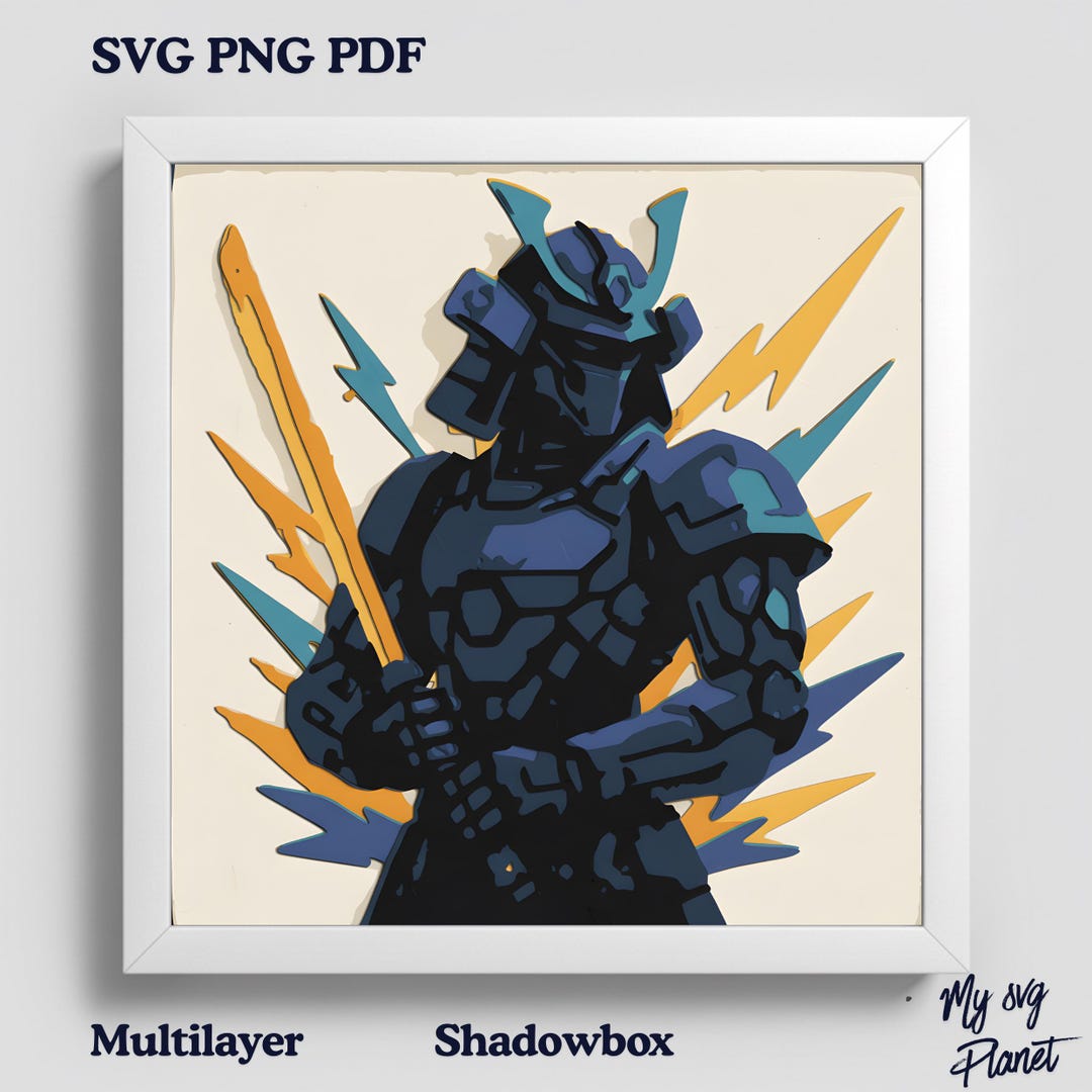 Robot Samurai Shadow Box SVG, Multilayer Papercut, Mecha Anime Decor - Etsy