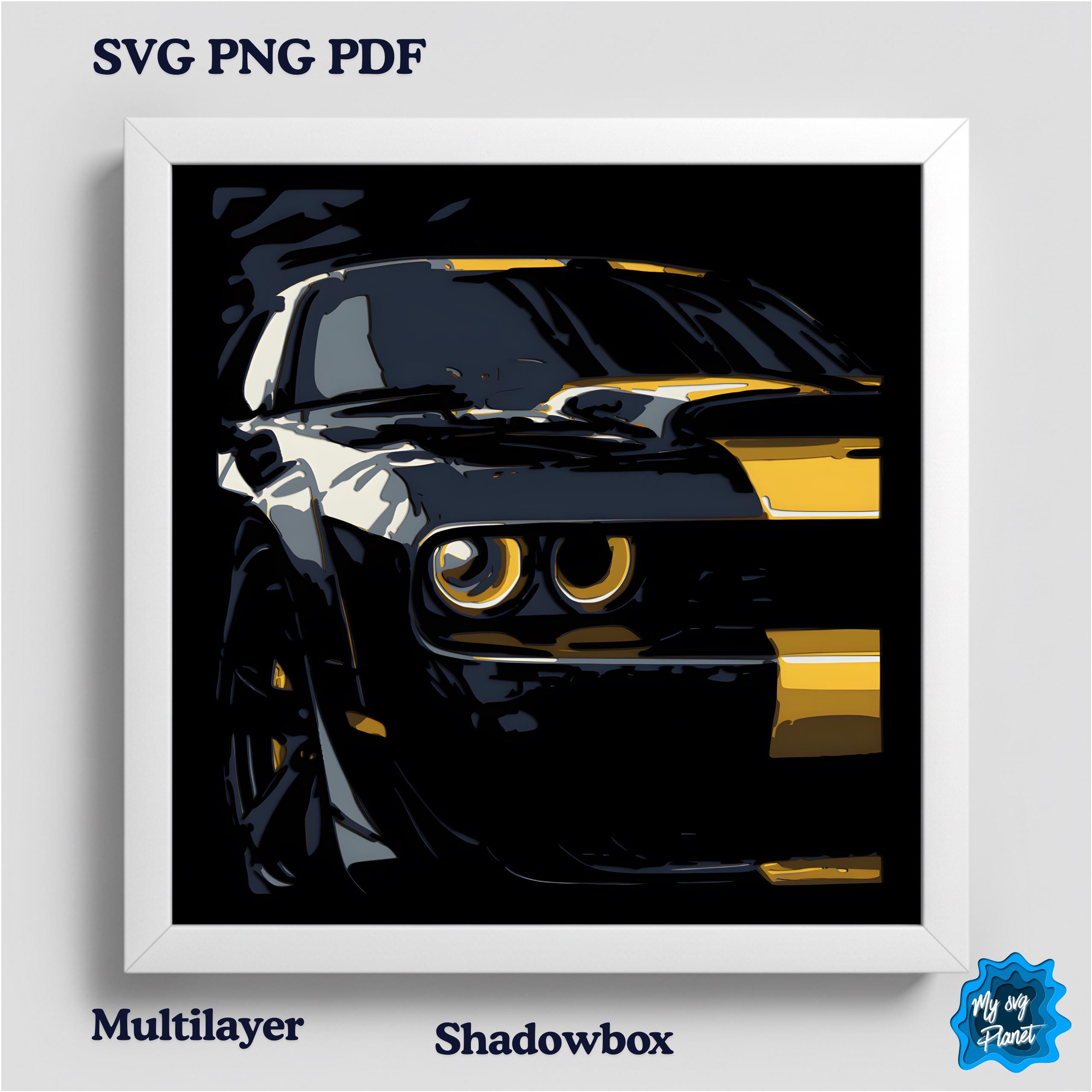 Sports Car Shadow Box SVG for Cricut, Muscle Car 3D Layered Paper Cut ...