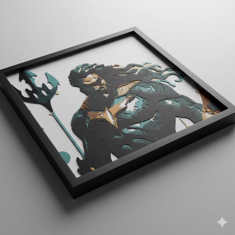 Ocean King Shadow Box SVG, Sea Warrior Paper Cut (digital Download) - Etsy