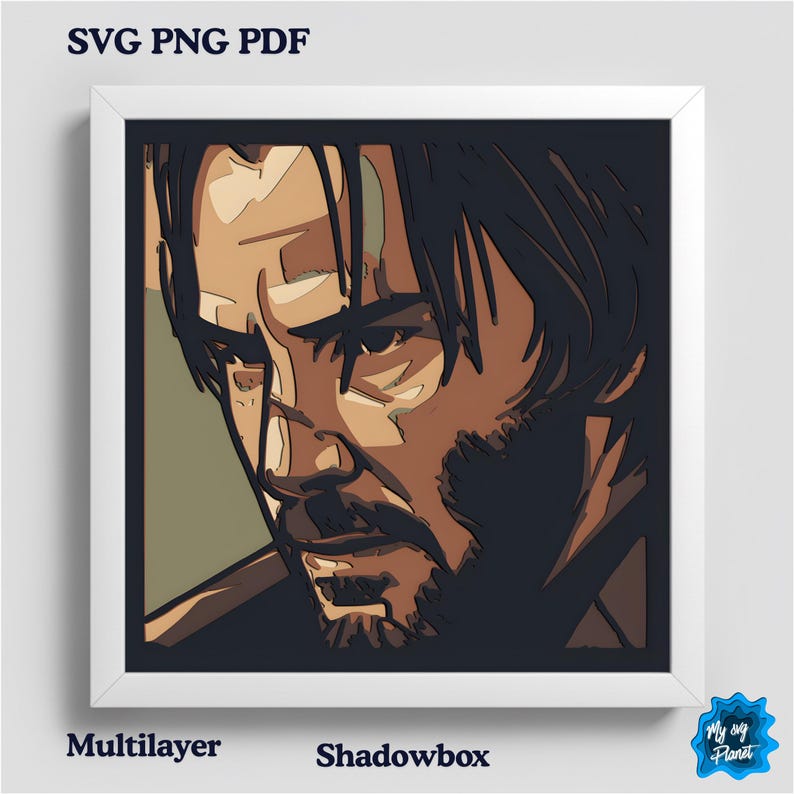 Action Movie Assassin Shadow Box Svg , Multilayer Portrait Paper Cut ...