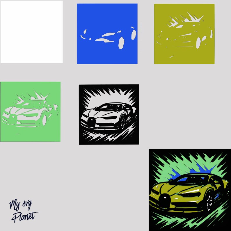 Multilayer Car Shadow Box SVG, Cinematic Sports Car Inspired by ...