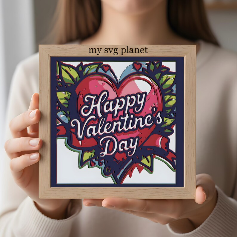 Happy Valentine’s Day 3D Shadow Box SVG, Love Heart Layered Paper Cut ...
