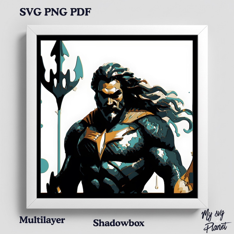Ocean King Shadow Box SVG, Sea Warrior Paper Cut (digital Download) - Etsy