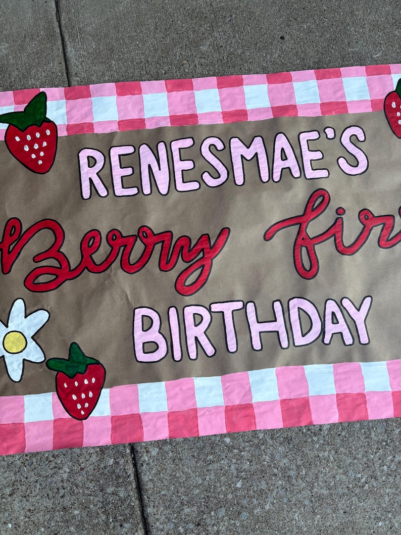 Berry First Birthday Banner – Strawberry Theme Party Decor - Etsy