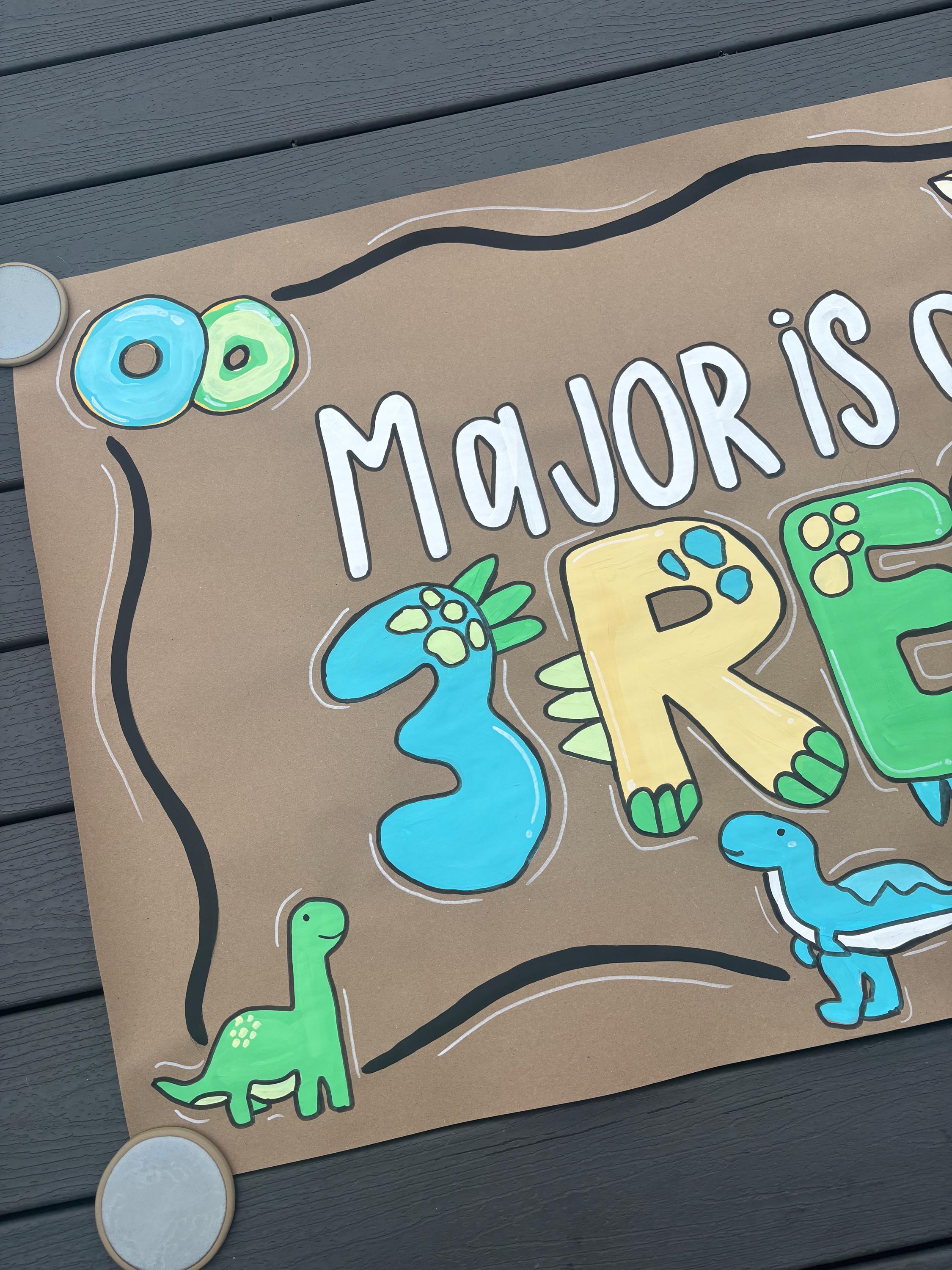 3-REX Birthday Banner- Hand Painted Dinosaur Banner - Etsy