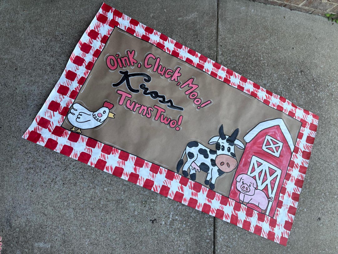 OINK CLUCK MOO Birthday Banner - Etsy
