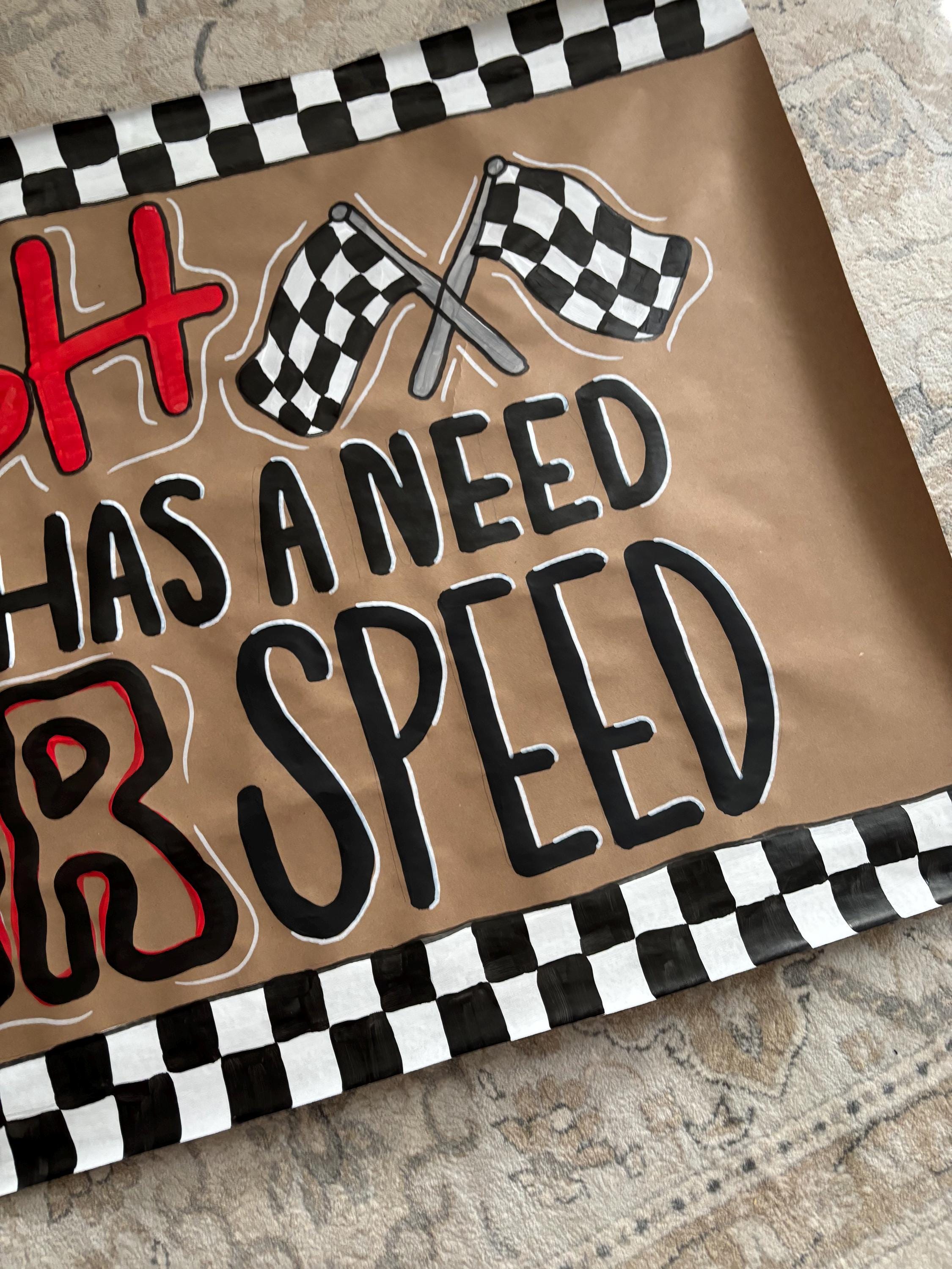 Need Four Speed Birthday Banner – Race Car/dirt Bike 4th Birthday Party ...
