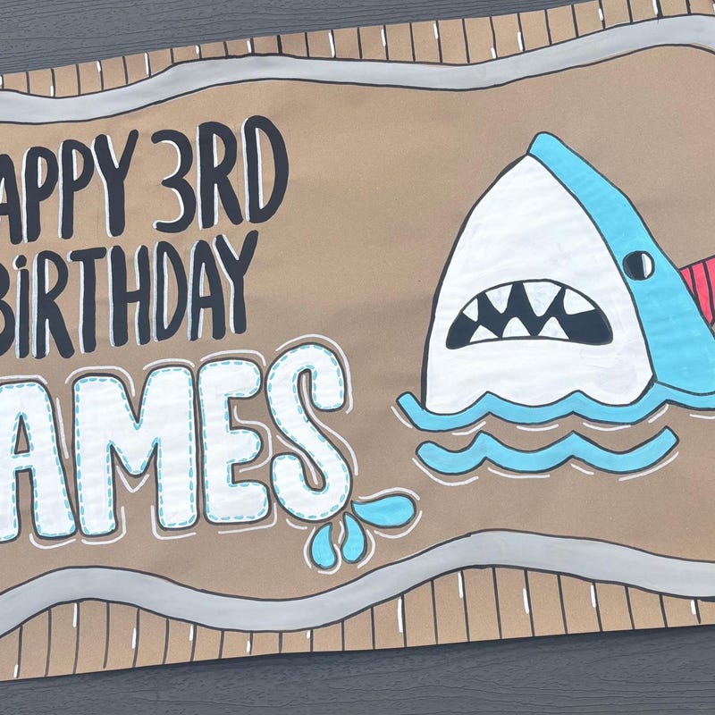 Shark Birthday Banner - Etsy