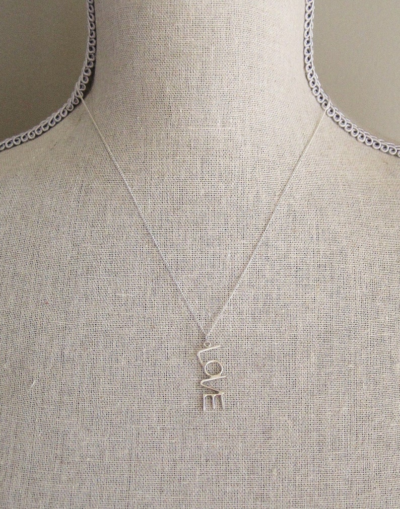 LOVE Necklace Sterling Silver Chain and Pendant - Etsy