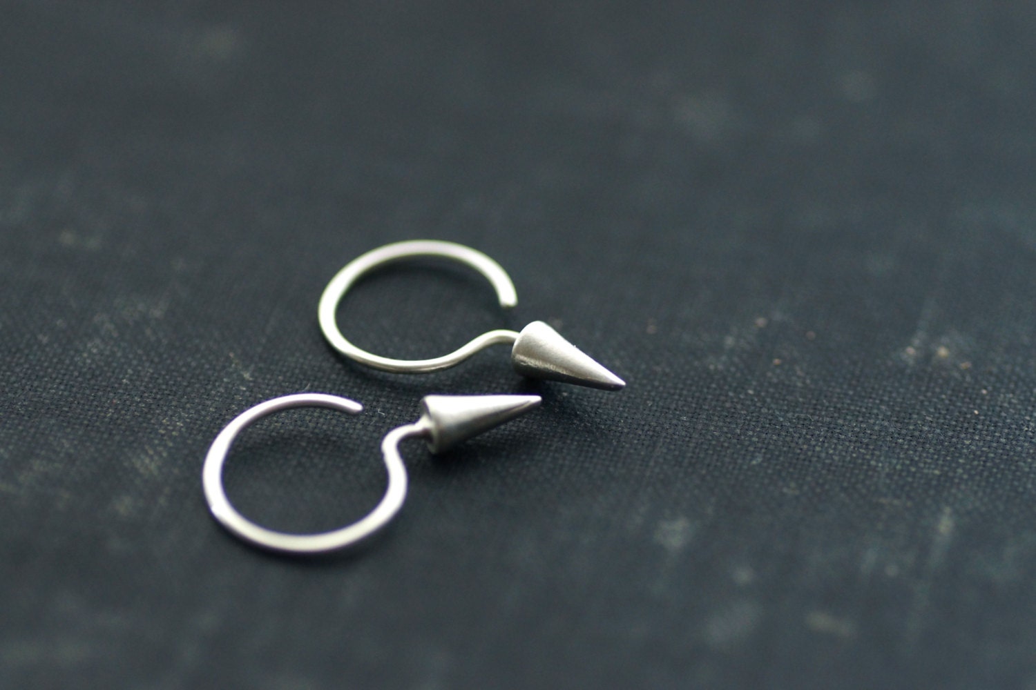 Small Sterling Spike Hoops Matte - Etsy