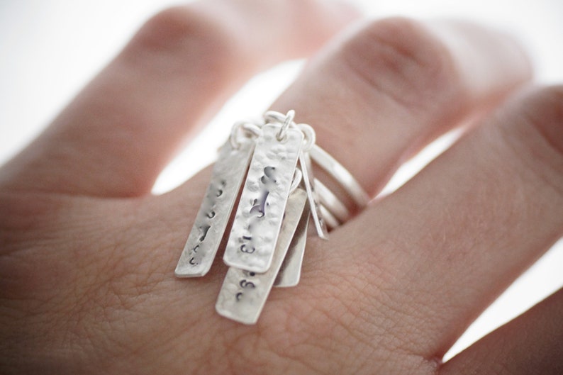 Dangling Charm Ring Sterling Silver Personalized Stamped - Etsy